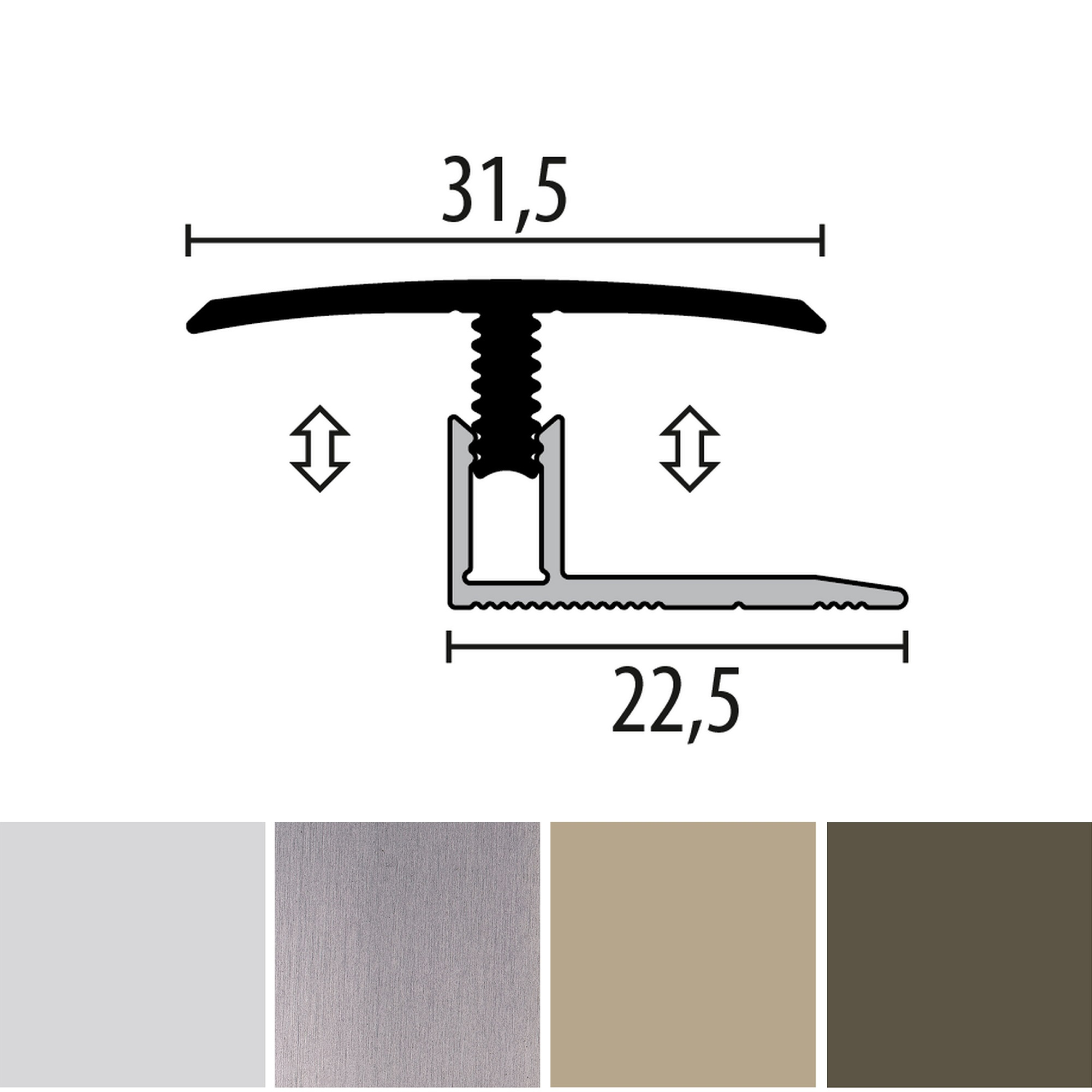 Küberit 558 Mono Clip Übergangsprofil Breite 31 5 Mm
