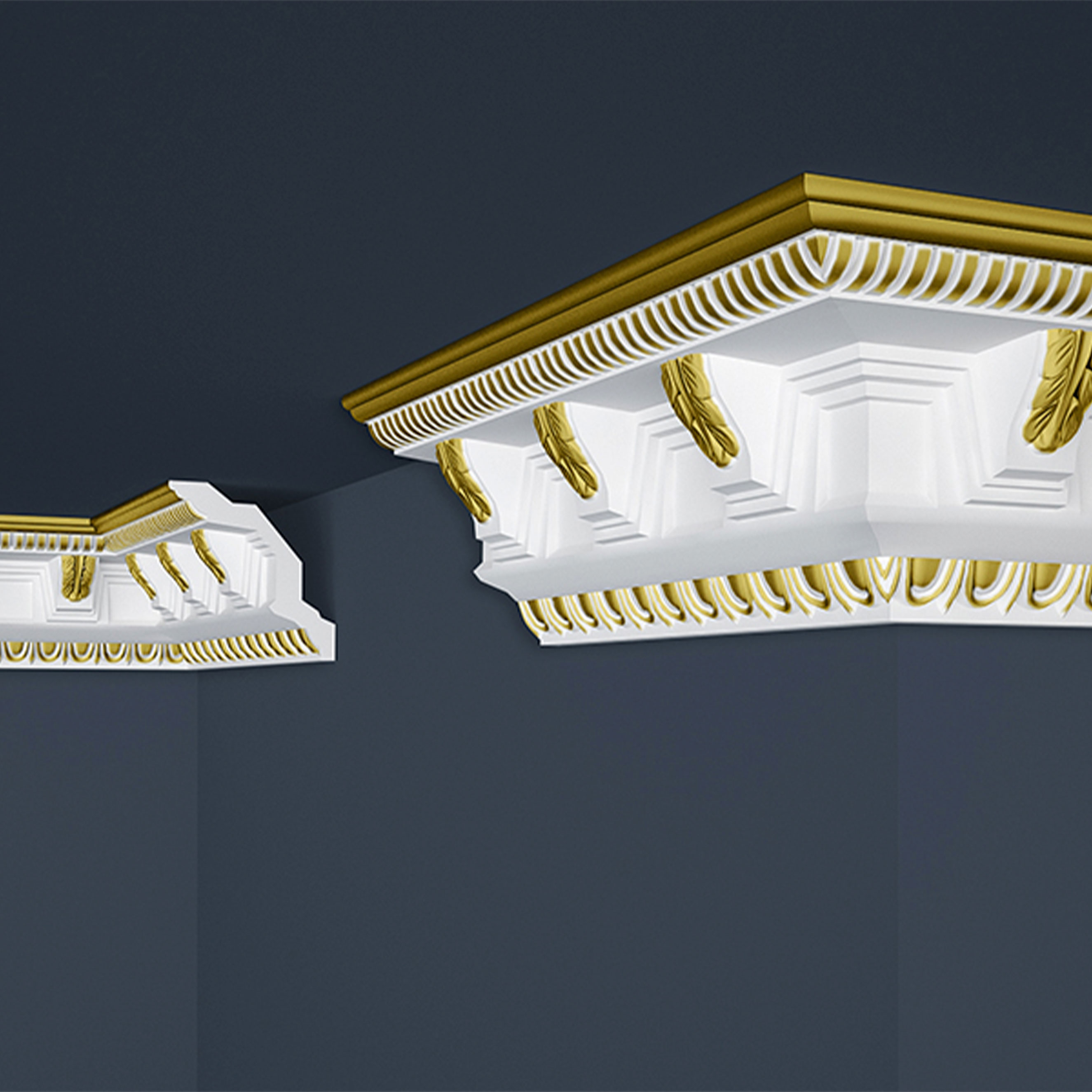 Marbet | Stuckleiste "B-22" GOLD | Styropor Deckenleiste | 96 x 98 x ...